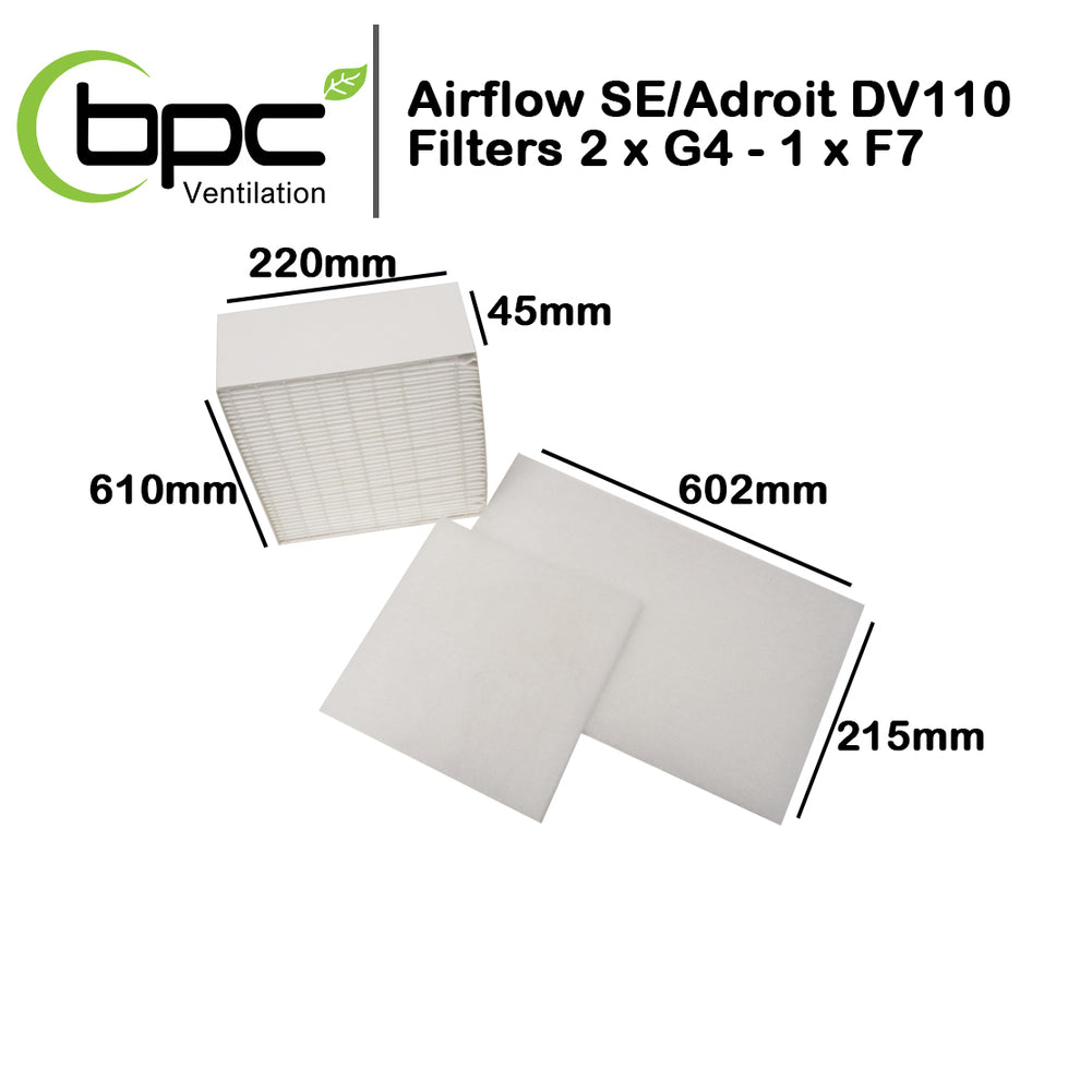 Genuine Airflow SE/Adroit DV110 Filters 2x G4 - 1x F7 - 90000378 – BPC ...